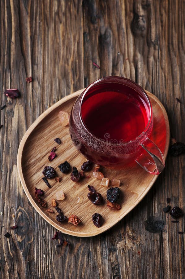Red Hot Tea on the Wooden Table Stock Image - Image of fruit, people ...