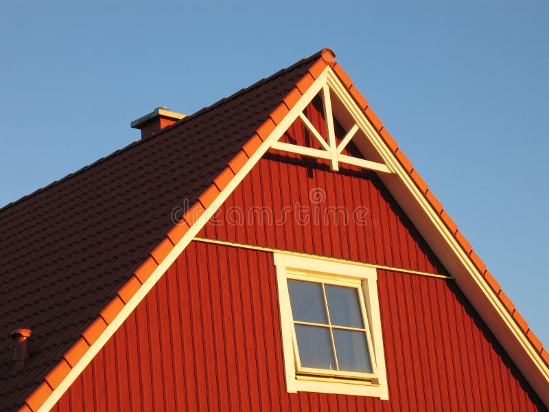 Red House stock image. Image of shingles, skies, window - 22437