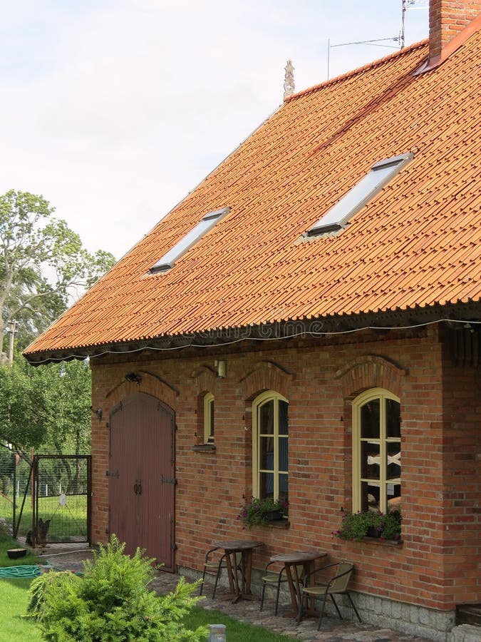 Red house stock image. Image of rebuild, rusne, desk - 25890209