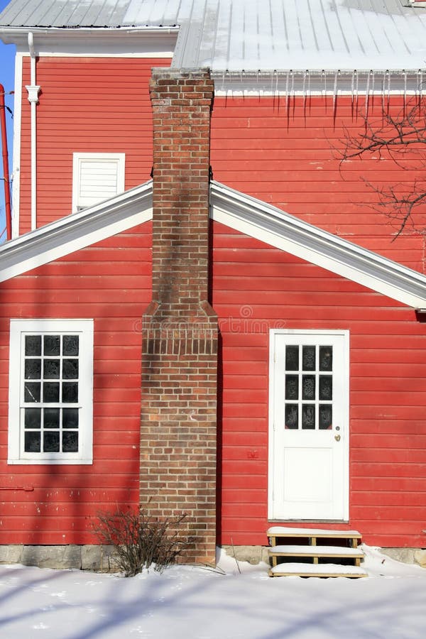 Red House Covered in Snow, Winter Stock Photo - Image of chill, weather ...