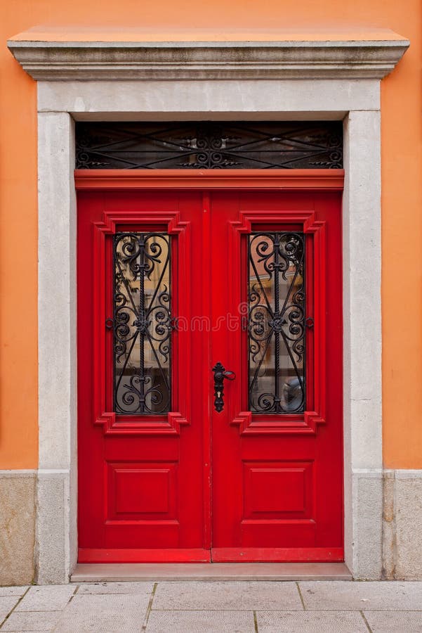 Red house door stock photo. Image of orange, doorway - 51040900