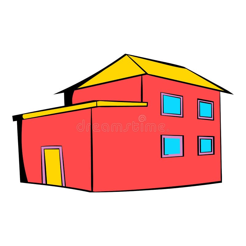 Red House Icon, Icon Cartoon Stock Vector - Illustration of building ...