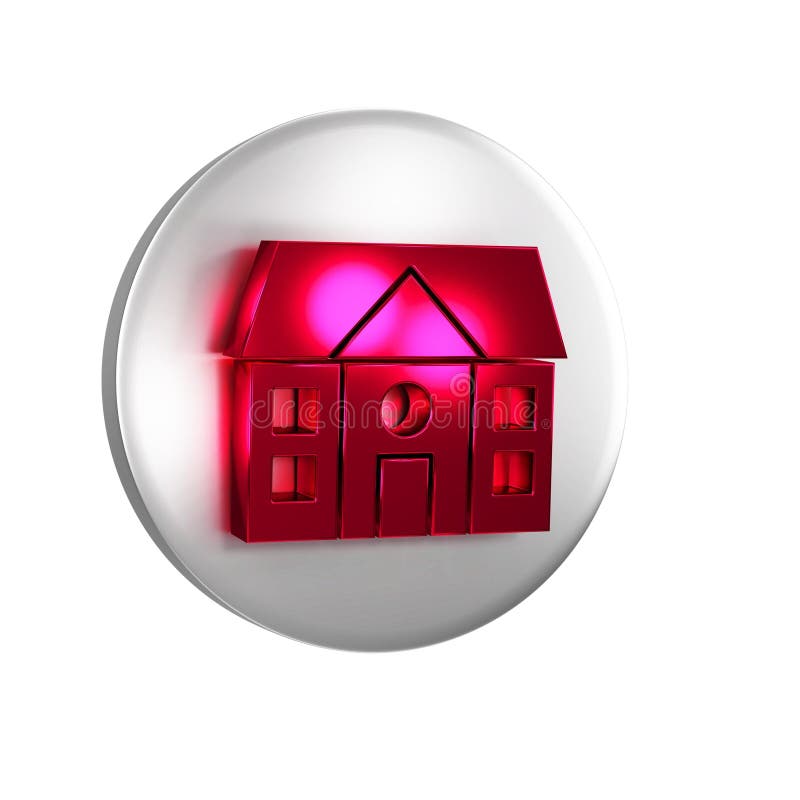 Red House Icon Isolated on Transparent Background. Home Symbol. Silver ...