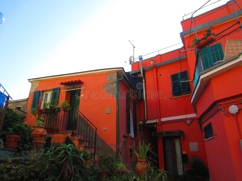 Red House in Italian Village Stock Photo - Image of europe, italian ...