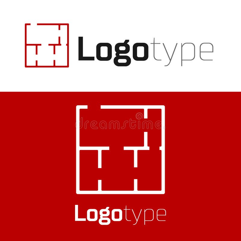 Red House Plan Icon Isolated on White Background. Logo Design Template ...