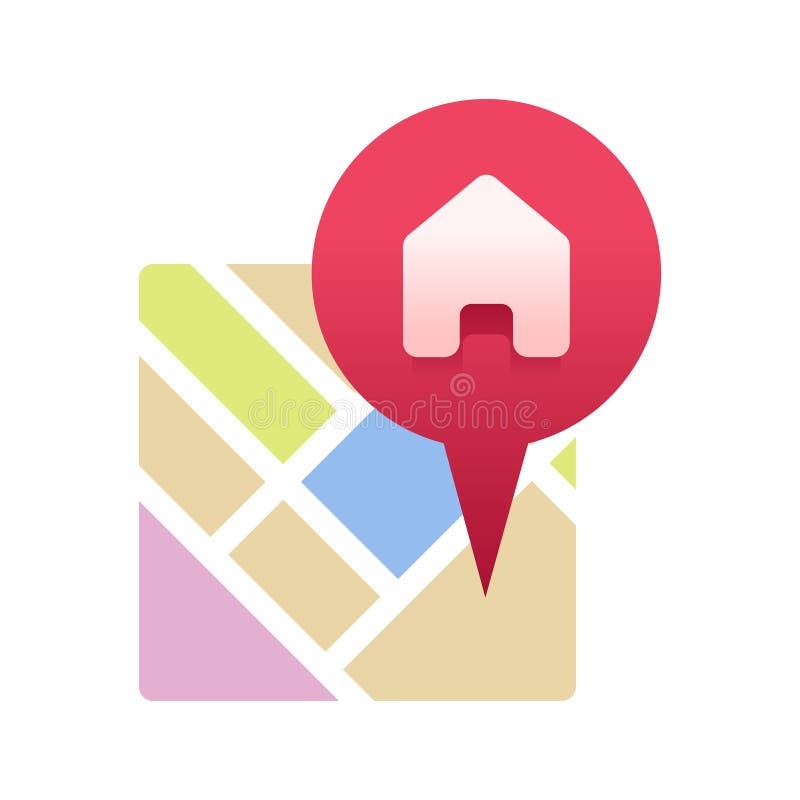 Red House Pointer Pin Location on Map Icon Stock Vector - Illustration ...