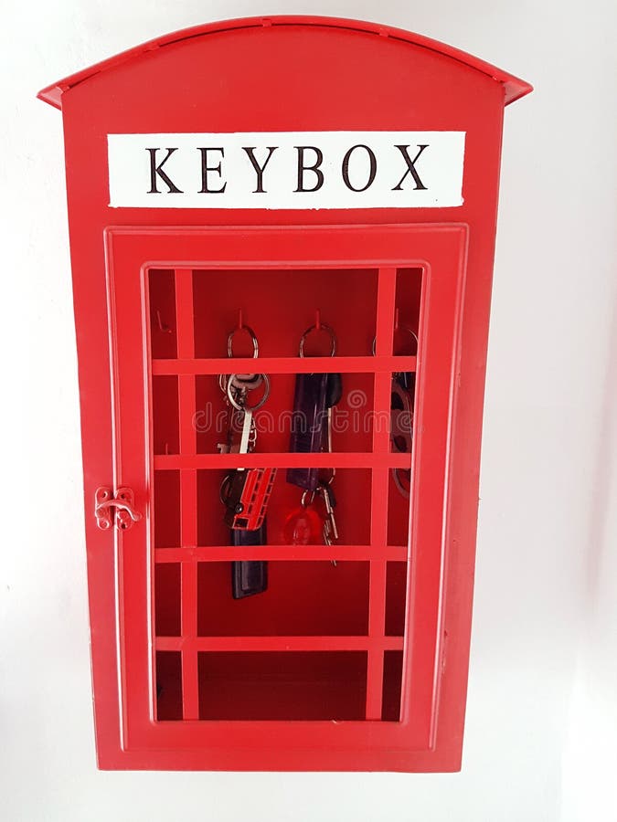 Red House Shape Key Box on White Background Stock Photo - Image of ...