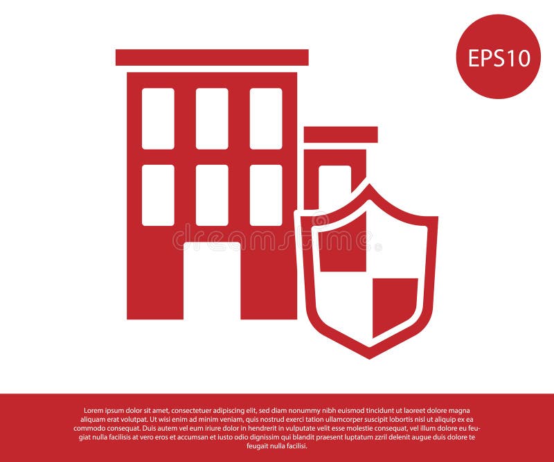 Red House with Shield Icon Isolated on White Background. Insurance ...