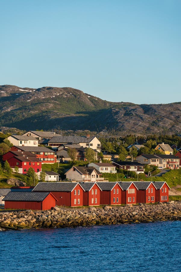 Red Houses on the Bay of Alta, Norway Stock Photo - Image of norte ...