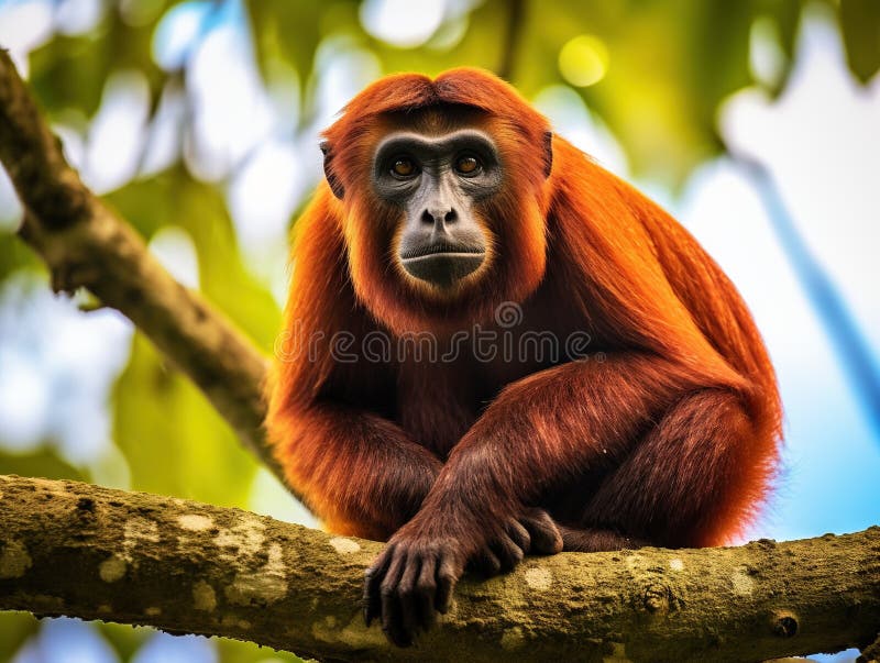 Ai Generated Illustration Wildlife Concept of Red Howler Monkey Stock ...