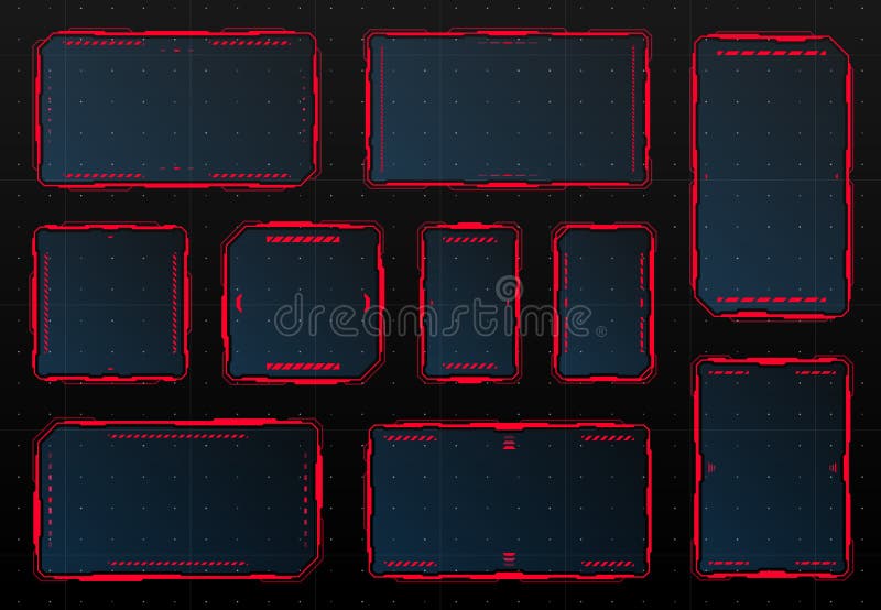 Red HUD Danger Warning and Alert Attention Frames Stock Illustration ...