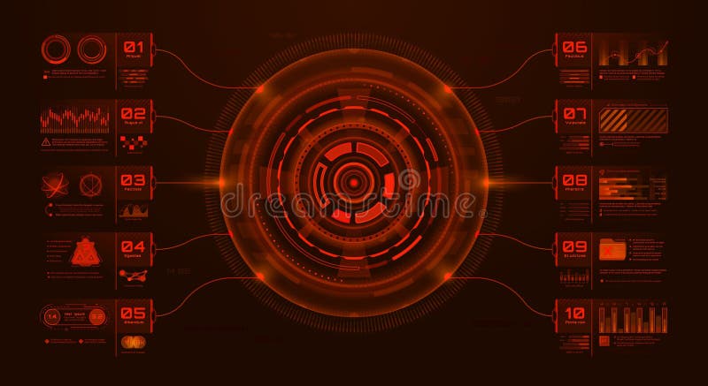 Red Hud Infographics, Vector Futuristic, High-tech Stock Vector ...