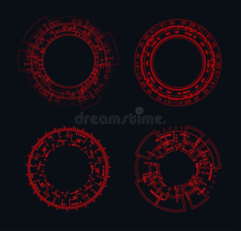 Red HUD Interface Elements. Stock Vector - Illustration of smart ...