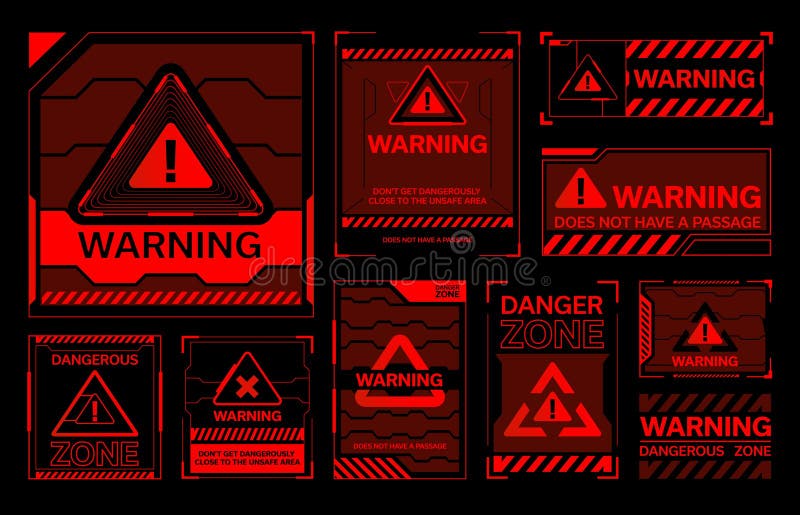 Red HUD Warning, Danger and Alert Attention Frames Stock Illustration ... Red HUD Warning, Danger and Alert Attention Frames Stock Illustration ...
