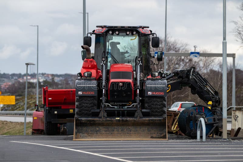Red 2023 Huddig 1260E Loader on a Parking Lot.. Editorial Stock Image ...