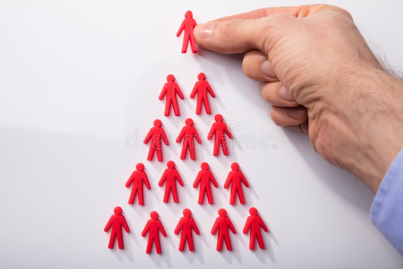 Red Human Figures Arranged in Triangular Shape Stock Image - Image of ...