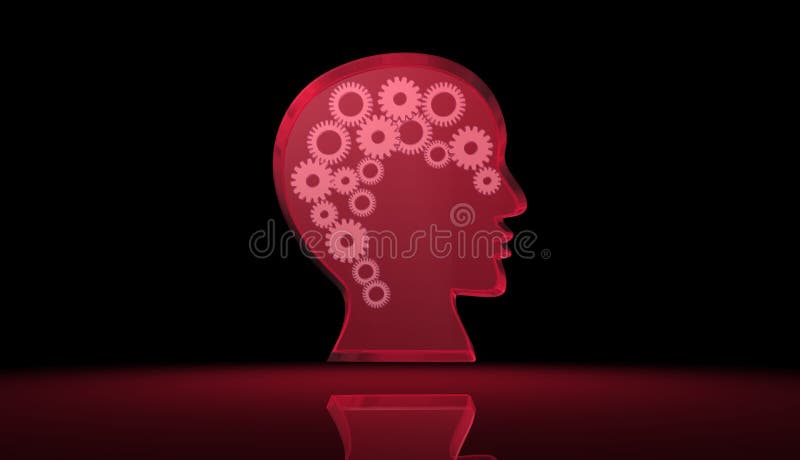 Red Human Head Gears White Background 3d Illustration Stock ...