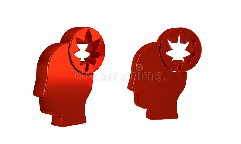 Red Human Head with Leaf Icon Isolated on Transparent Background. Stock ...
