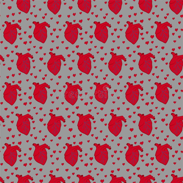 Red human heart pattern stock vector. Illustration of heart - 241143307