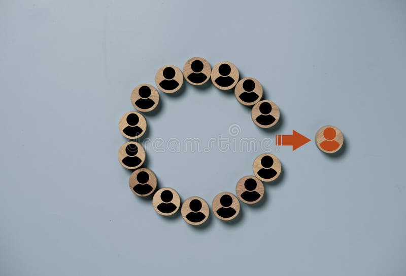 Red Human Icon Move Out from Group Black Human Icons for Performance ...