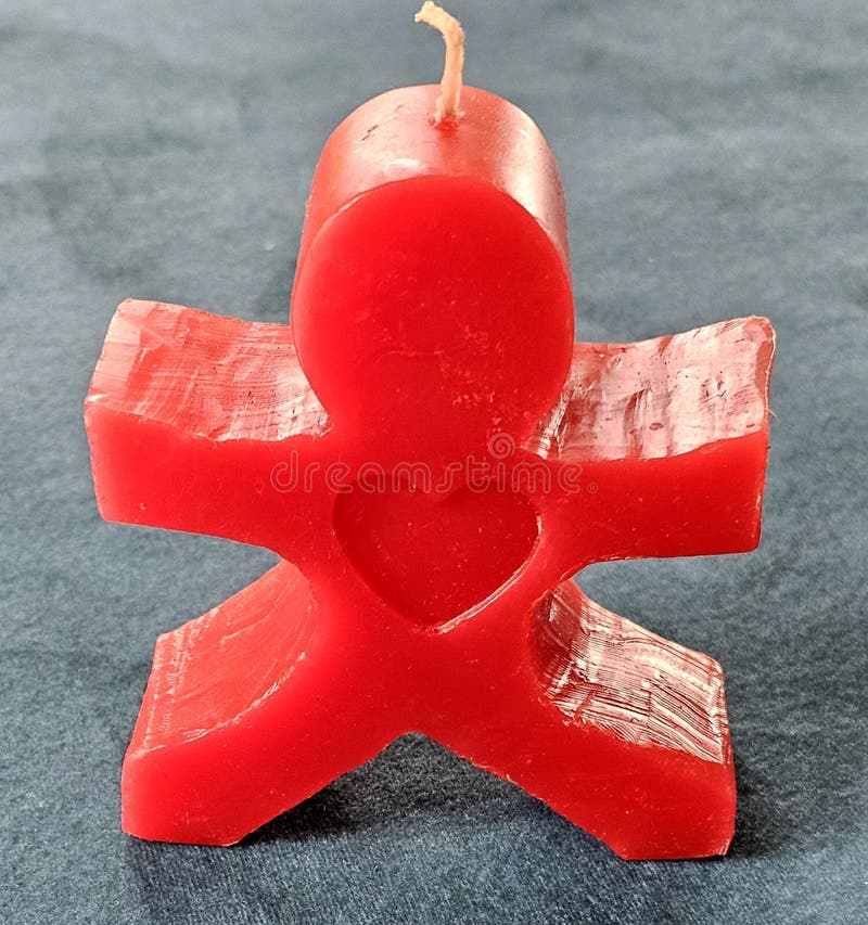 Red Human Silhouette Candle with a Big Heart in Its Center Stock Photo ...