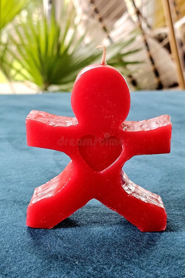 Red Human Silhouette Candle with a Big Heart in Its Center Stock Photo ...