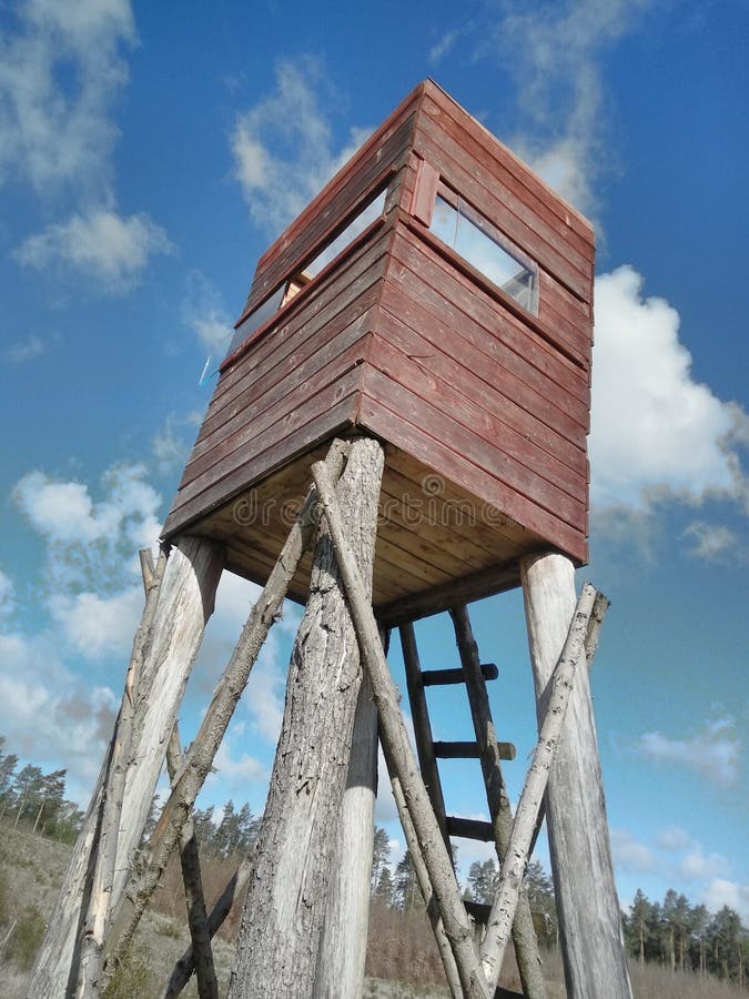 Red hunting tower stock photo. Image of tower, hunting - 146720910