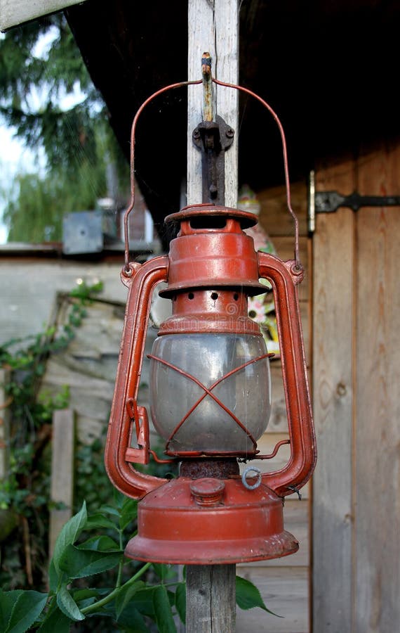Red Hurricane Lamp stock image. Image of lantern, glass - 59947503