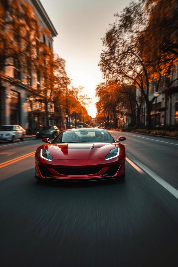 Red Hypercar Moves at High Speed. the Most Powerful and Fastest in ...