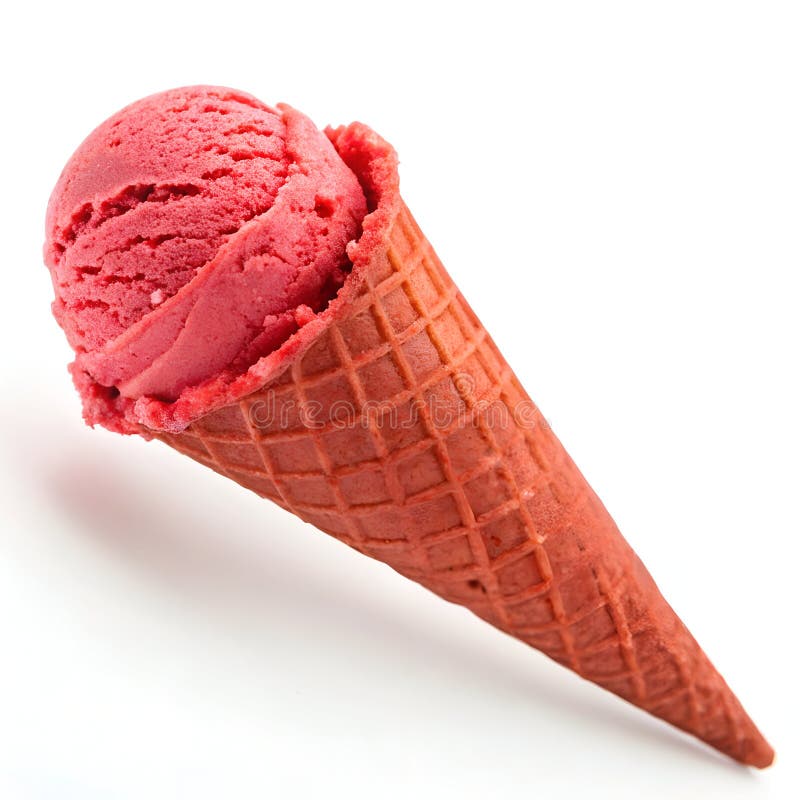 Red Ice Cream Cone Isolated on White Background Stock Illustration ...