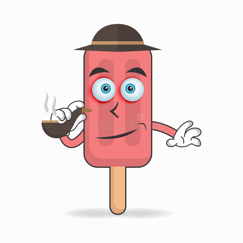 Red Ice Cream Mascot Character Smoking. Vector Illustration Stock ...