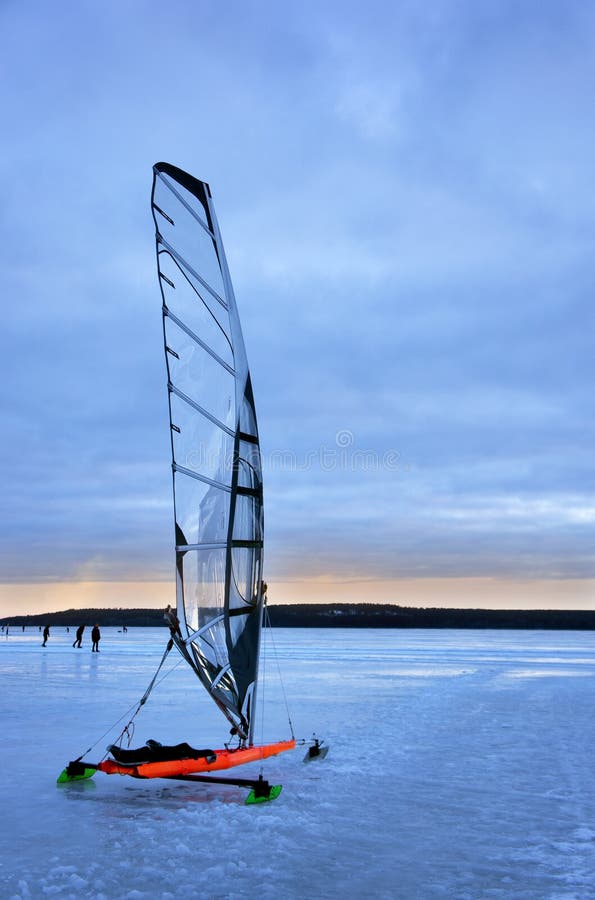 Red ice sailing boat stock image. Image of nature, frozen - 29019149