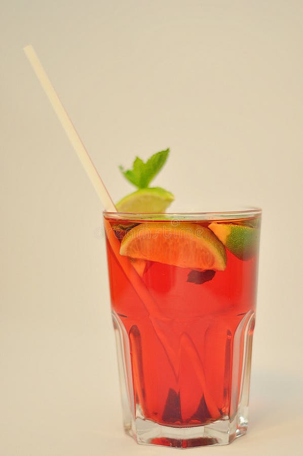 Red ice tea with lime stock image. Image of liquid, refreshing - 56534589