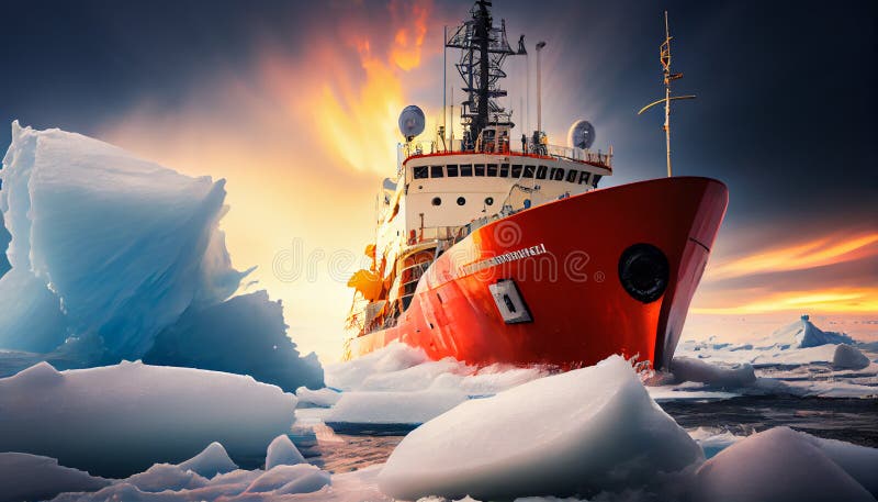 Red Icebreaker in the Middle of Arctic Ocean Stock Illustration ... Red Icebreaker in the Middle of Arctic Ocean Stock Illustration ...
