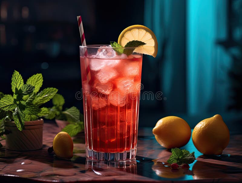 Red Iced Tasty Cape Cod Sea Breeze Cocktail Mocktail on Bar Deck ...