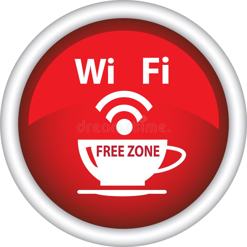 A Red Icon with the Image of a Cup of Coffee and Wi Fi Stock ...
