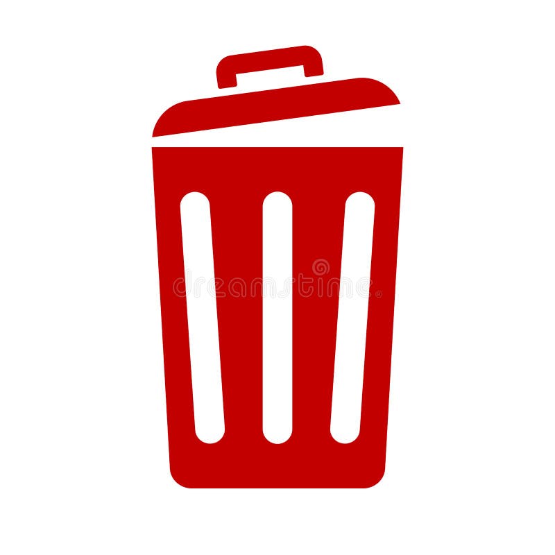 Red Icon Trash Gerbage Recycle Wastebasket Graphic Design Single Icon ...