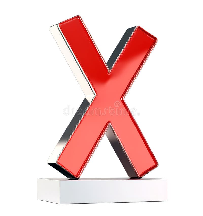 A Red "X" Icon, with a White Border and a Metallic Sheen, is Rendered ...