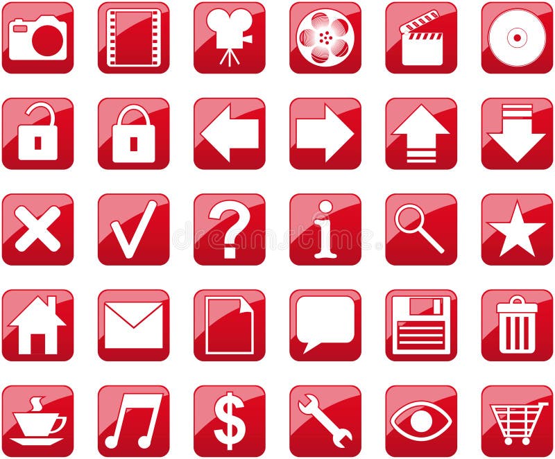Red Icons stock vector. Illustration of communication - 10876561