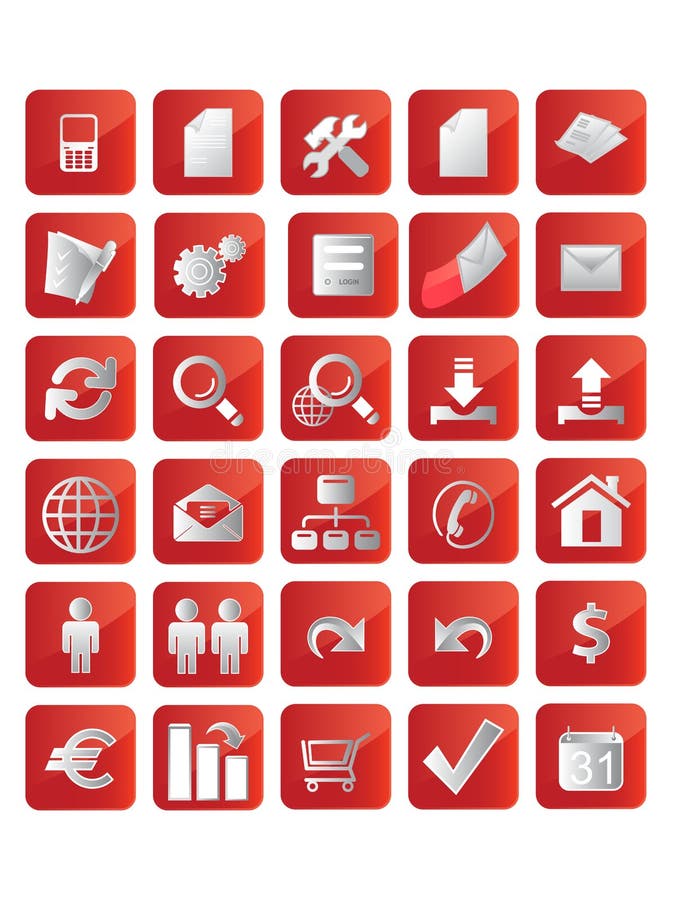 Red web icons, buttons stock illustration. Illustration of button - 8015224