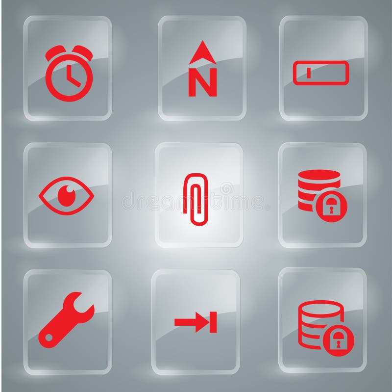 Red Icons Collection Vector Stock Vector - Illustration of glass, color ...
