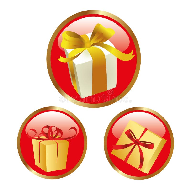 Red icons with presents stock vector. Illustration of gift - 36001839