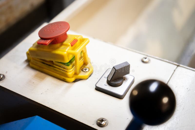 Red Ignition Button of a Milling Machine Stock Image - Image of ...