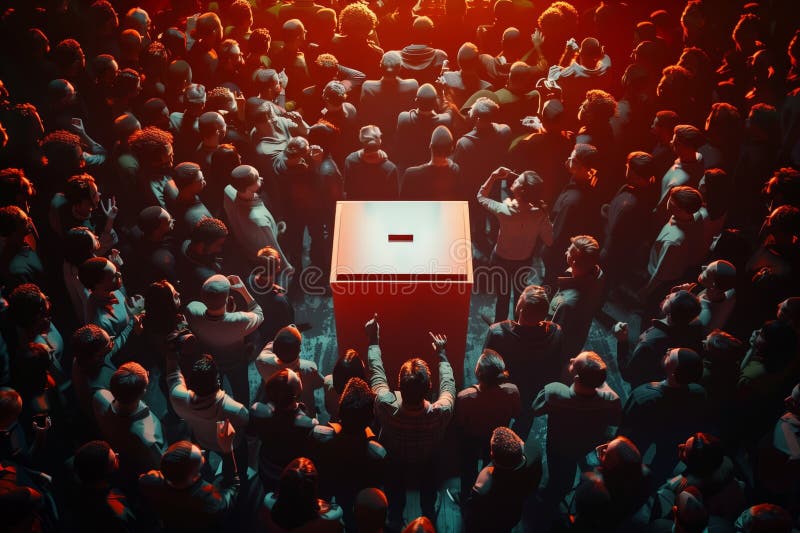 Crowded Scene with Illuminated Red Box Stock Image - Image of crowd ...