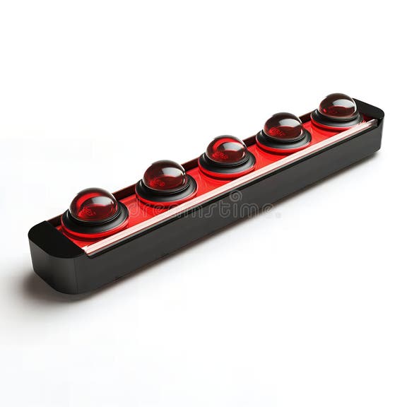Red Illuminated Buttons in Sleek Black Panel Modern Technology Design ...
