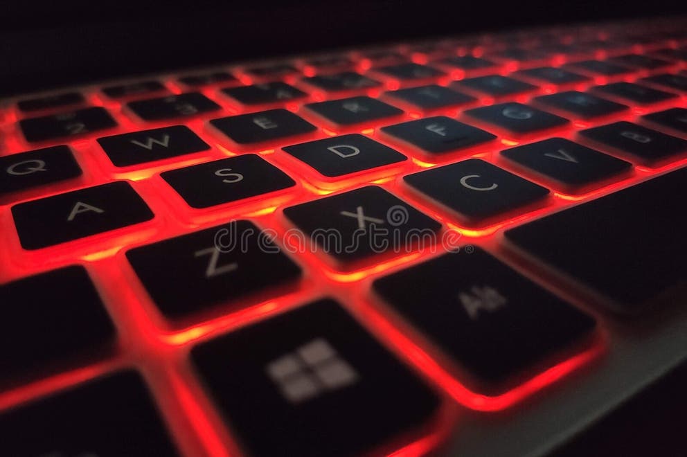 Red Illuminated Laptop Keyboard Editorial Image - Image of laptop ...