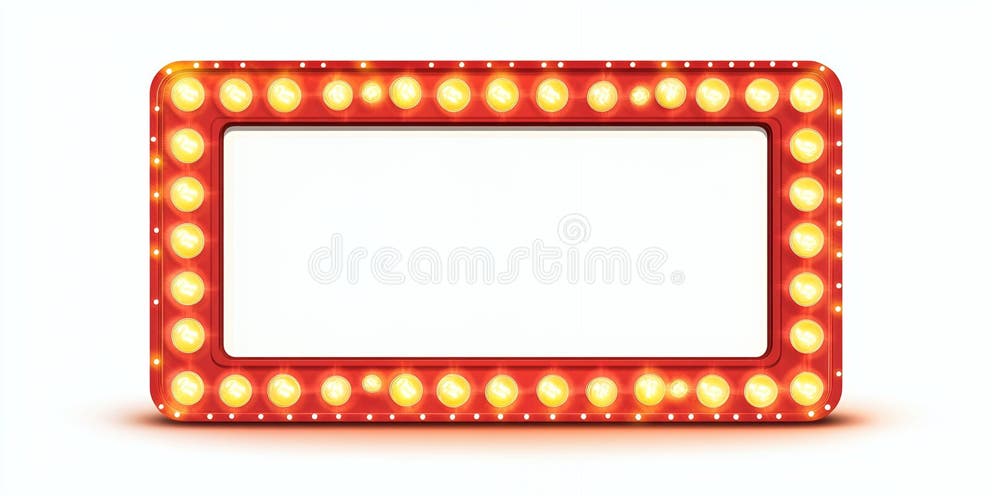 Red Illuminated Marquee Signboard Blank Template Lights Border Frame ...