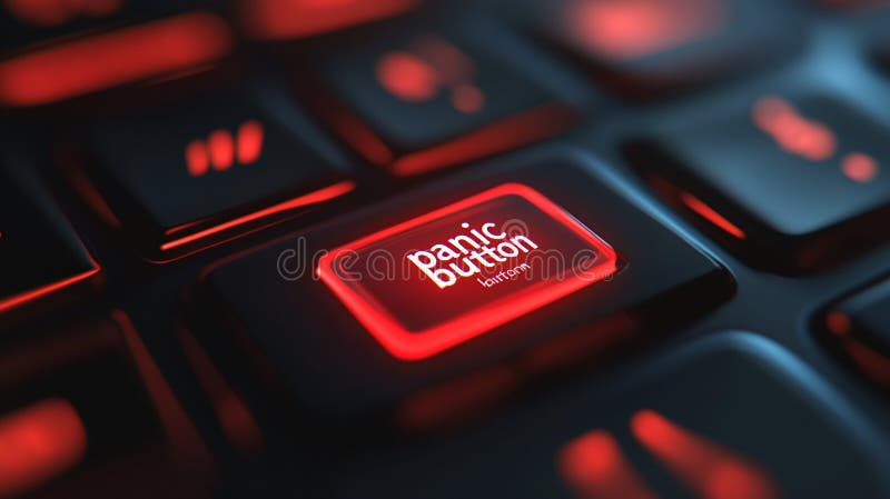 Red Illuminated Panic Button on Black Keyboard Technology Concept Stock ...