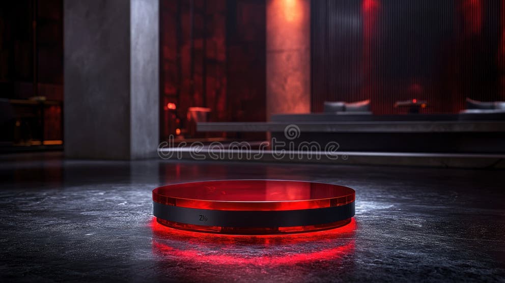 Red Illuminated Platform, Dark Modern Interior, Product Display Stock ...