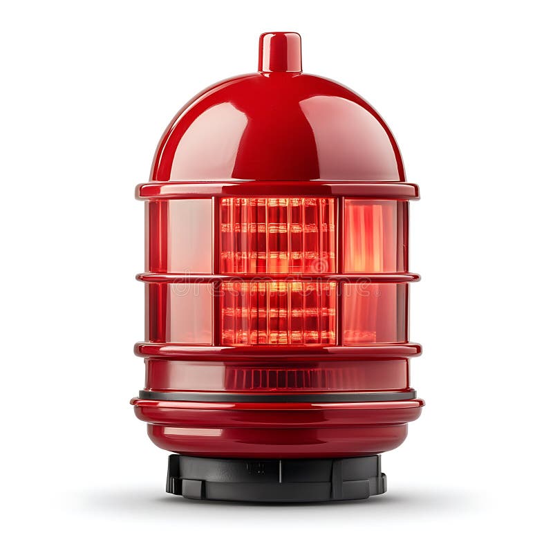 Red Illuminated Safety Beacon on White Background Stock Illustration ...